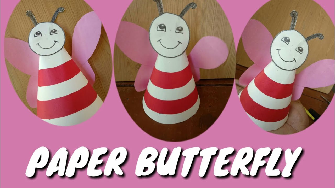 Butterfly Making From Paper|Paper Cone Butterfly|Art And Craft For Kids ...