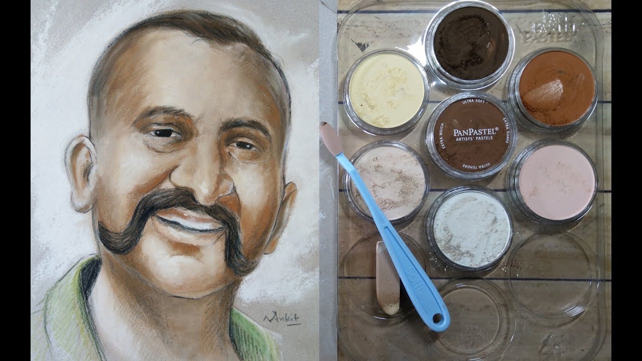 Portrait of Sh Abhinandan using Pan Pastels- demonstration video - YouTube