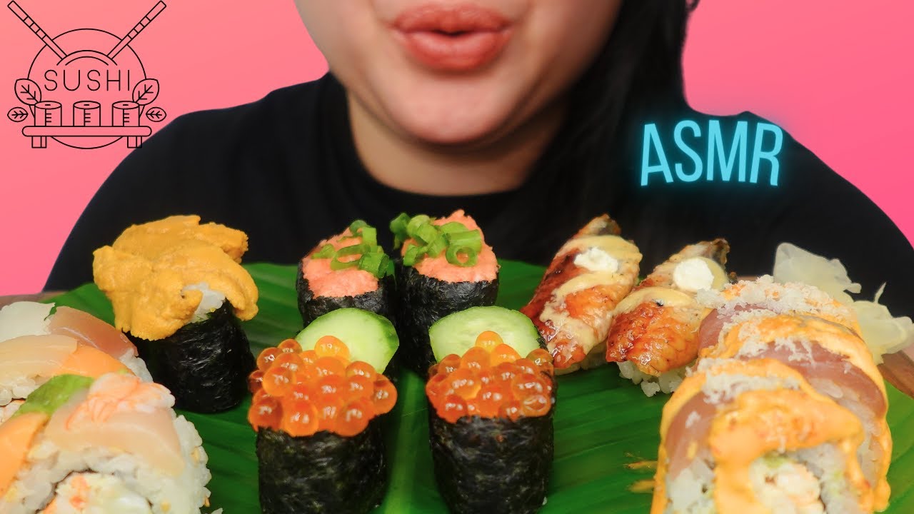 Asmr Sushi Platter Eating Sounds No Talking Youtube