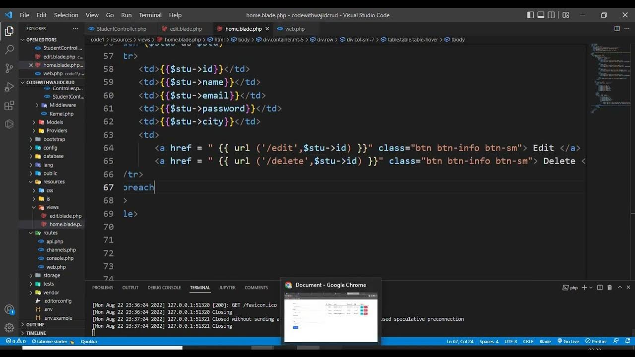 How to create php laravel crud project || DELETE || DELETE data from database || part 4 - YouTube