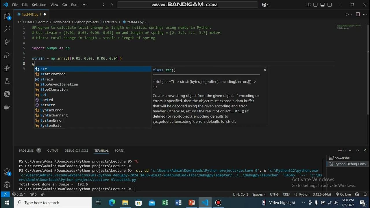 9 2 Program to calculate work done by a motor using numpy trapezoid ...