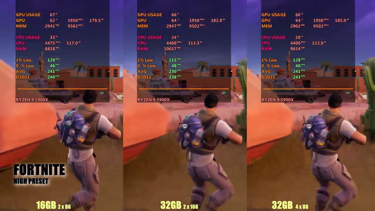 4x8gb Vs 2x8gb Vs 2x16gb RAM YouTube