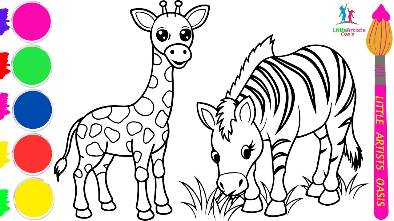 How to Draw Cute Giraffe and Zebra | Easy Step by Step Drawing Tutorial ...