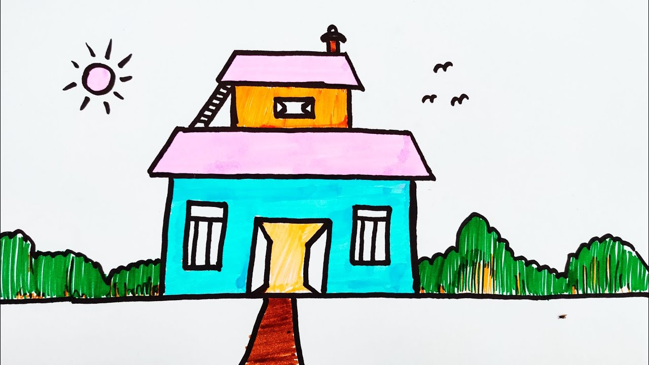 How to draw beautiful house-easy draw step by step -beautiful home ...