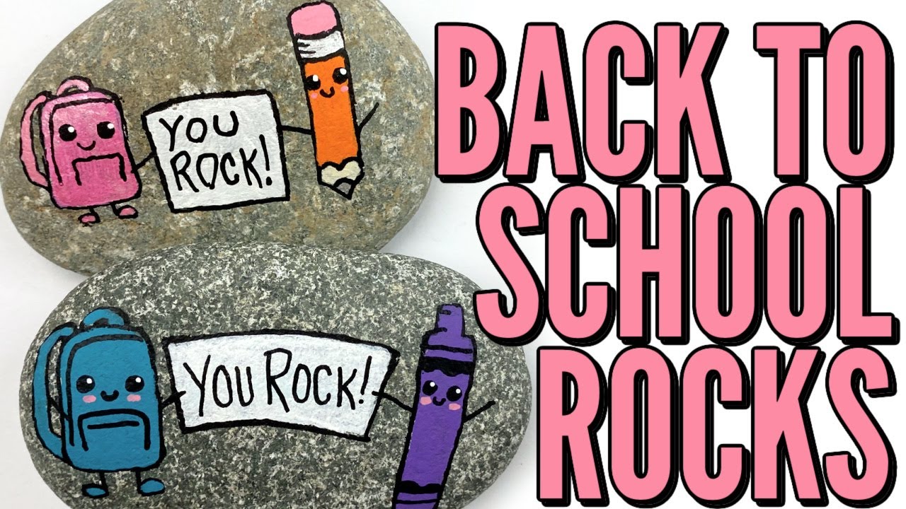 Back to School Themed Painted Rocks | Rock Painting 101 - YouTube
