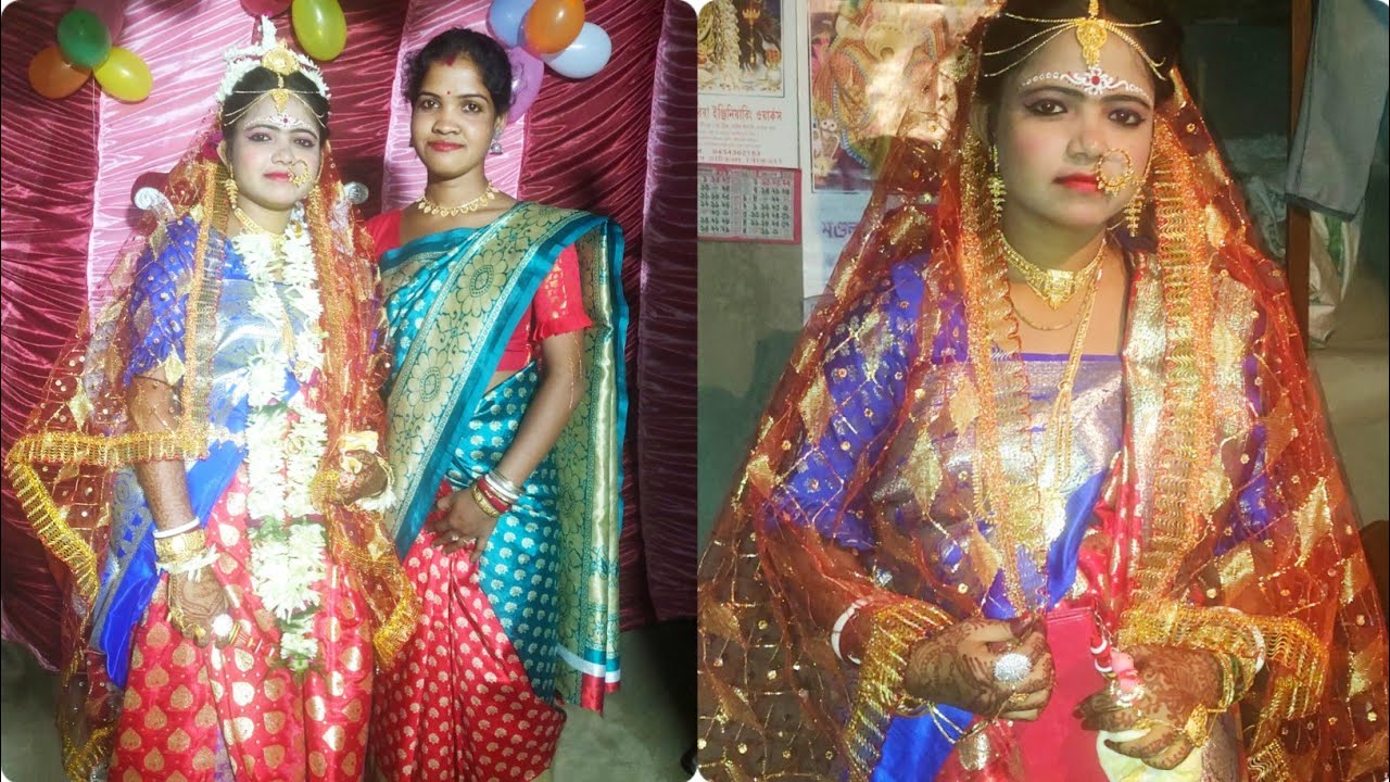 গ্রামে সহজ পদ্ধতিতে পালারের মত কনে সাজালাম ।Bridal makeup in village ...