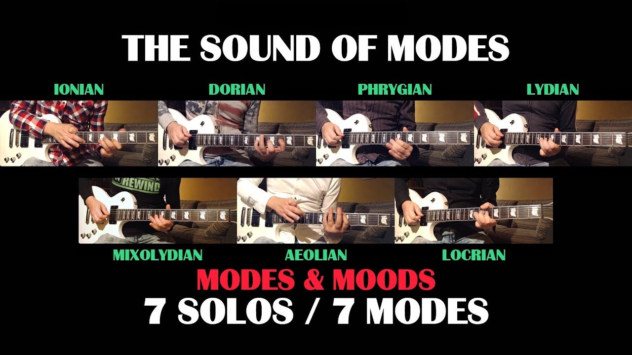 The Sound Of The 7 MAJOR SCALE MODES - GUITAR SOLOS - Ionian Dorian ...