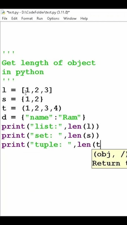 Find Length Of Object In Python Shorts Python Coding Pythonprogramming Pythontricks Youtube