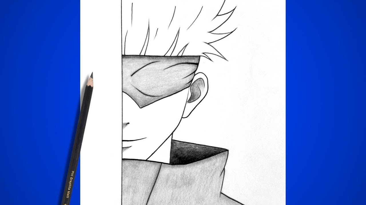 How To Draw Satoru Gojo Half Face Easy Step By Step | Satoru Gojo ...