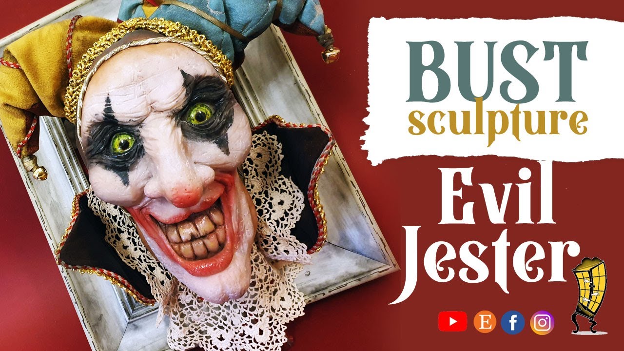 Evil Jester polymer clay wall bust | OOAK | Art doll - YouTube