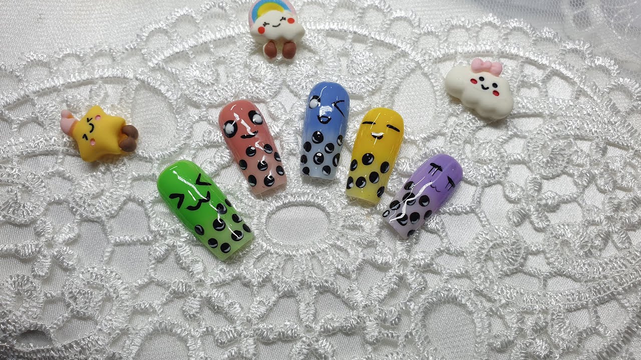 So Pretty Nails - Bubble Milk Tea Nail Art Black-bubble Design Easy To ...