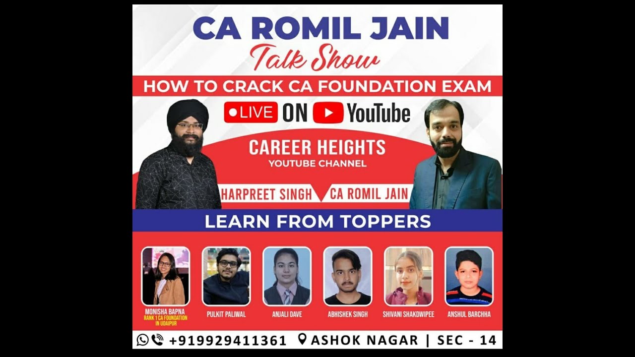CA ROMIL JAIN TALK SHOW- HOW TO CRACK CA FOUND - YouTube