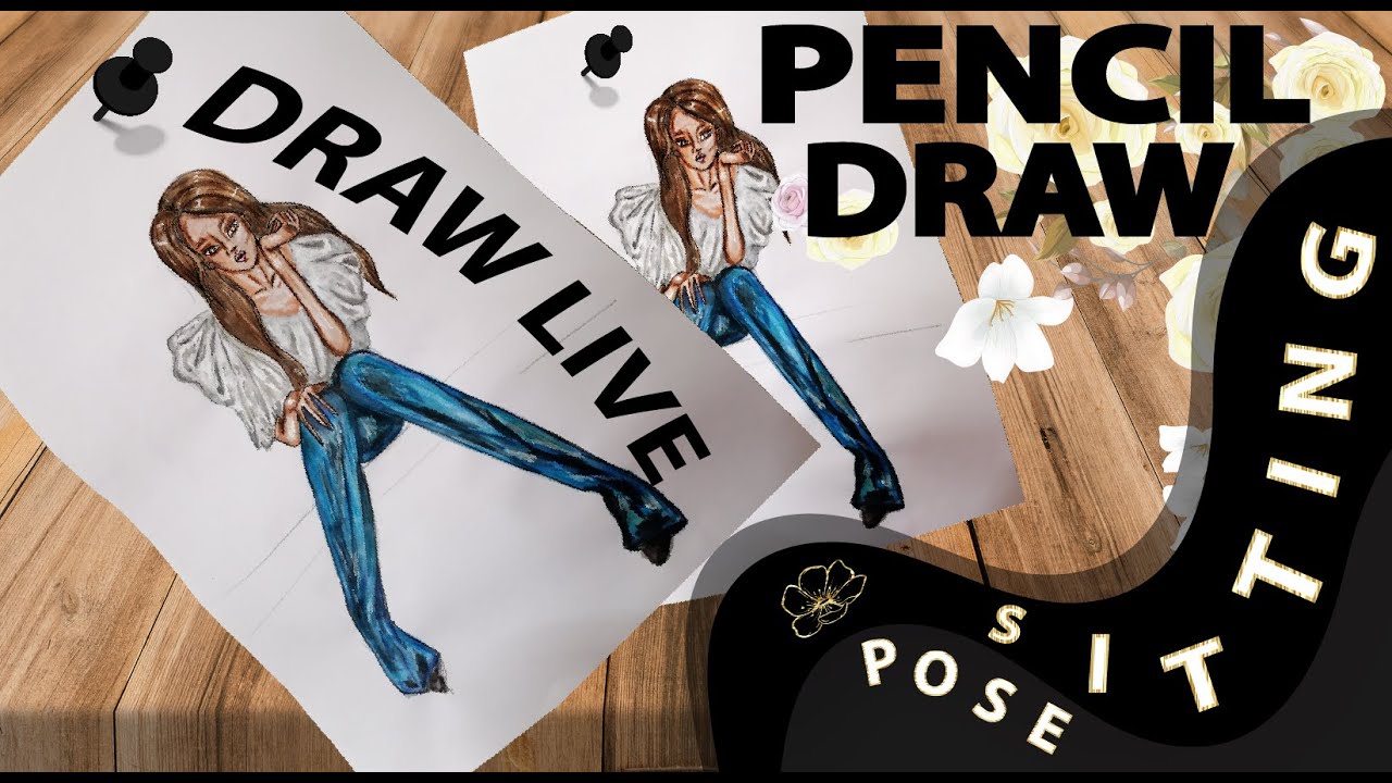 Draw Sitting Model Pose, Korean Style, Figure Anatomy, Girl Drawing # ...