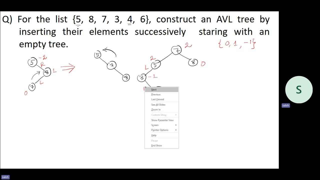 Construct an AVL tree for the given list - YouTube