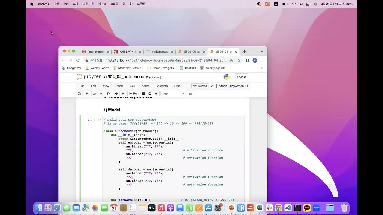 Programming for AI (AI504, Fall 2023), Practice 4: Autoencoder - YouTube