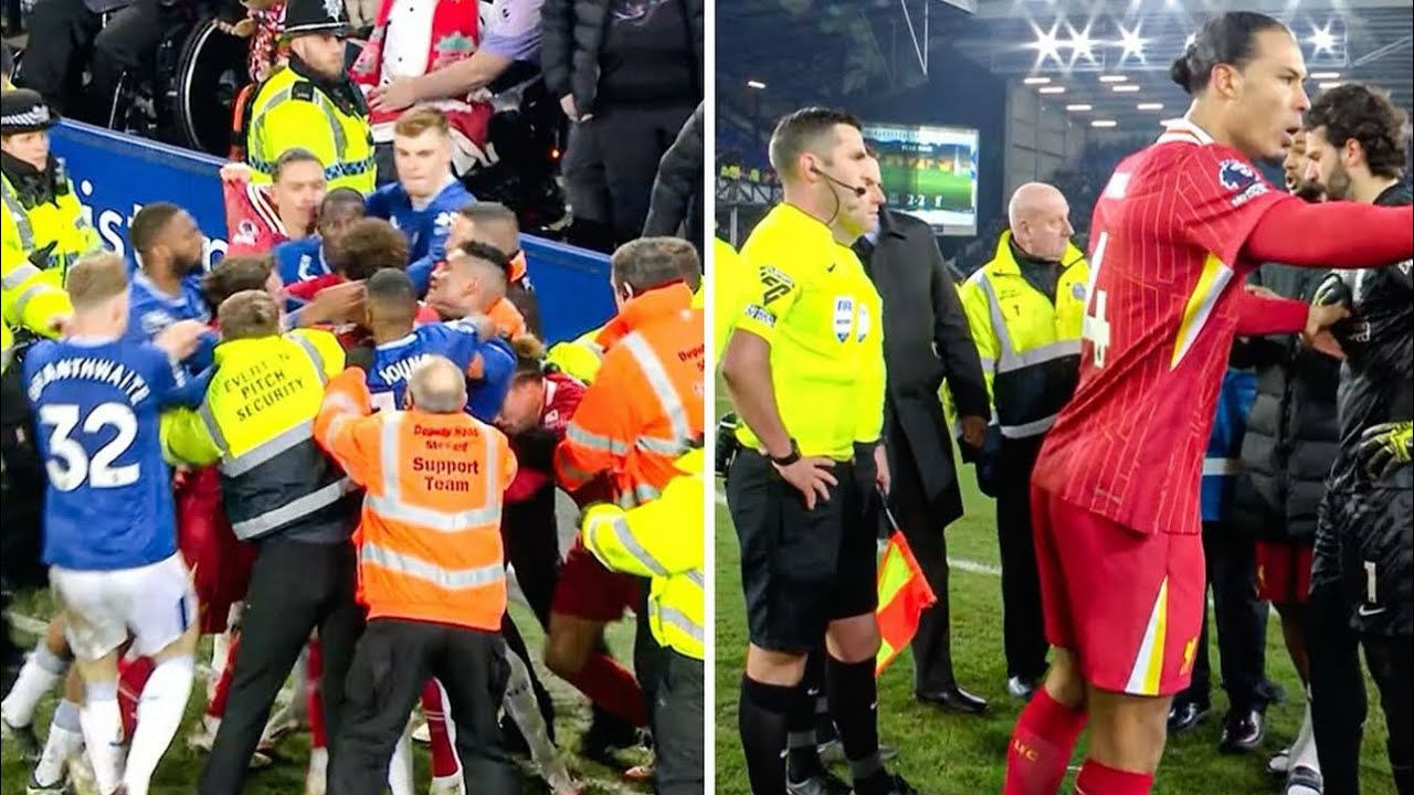 Liverpool vs Everton FIGHT | Curtis Jones vs Doucoure FIGHT. - YouTube