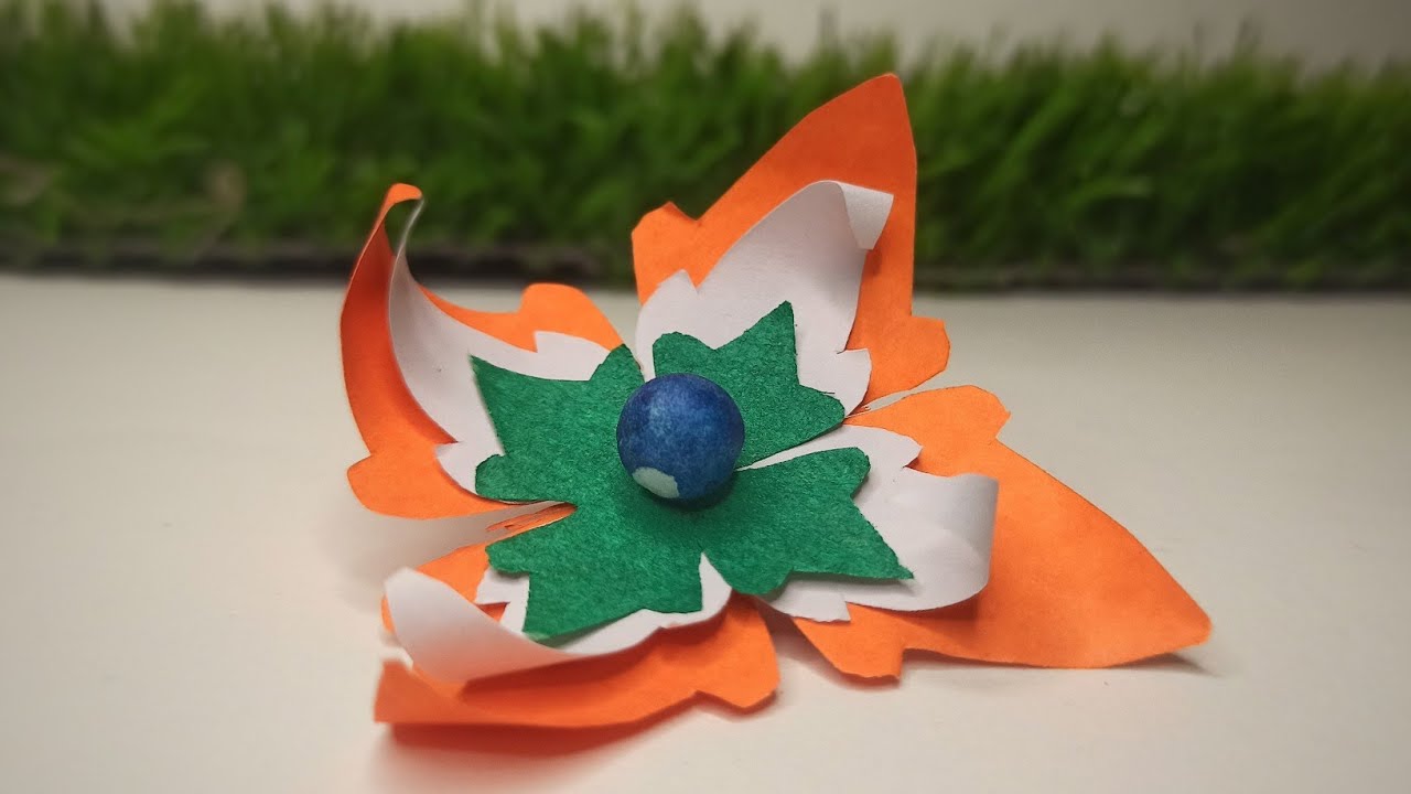 Easy Tricolor Paper Flowers | Tricolor Craft Ideas with Paper | DIY ...