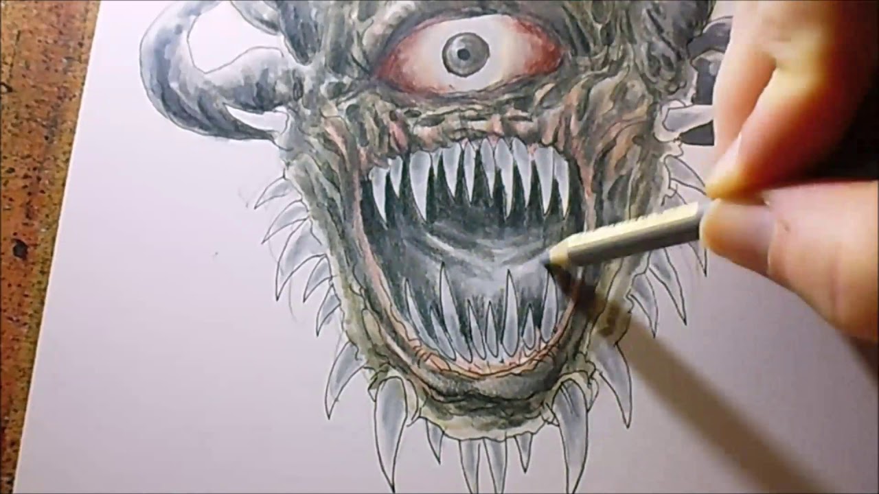 Drawing A Beholder From Dungeons And Dragons Timelapse - YouTube