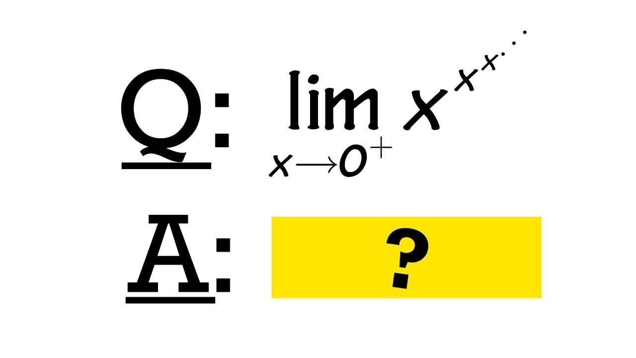 limit of x^x^x^... as x goes to 0+ - YouTube
