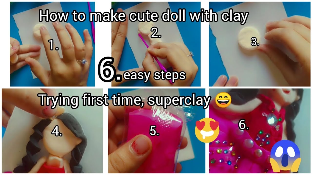 "CLAY DOLL" tutorial, 6steps easy😎,, *first time 😅 using superclay😄 ...