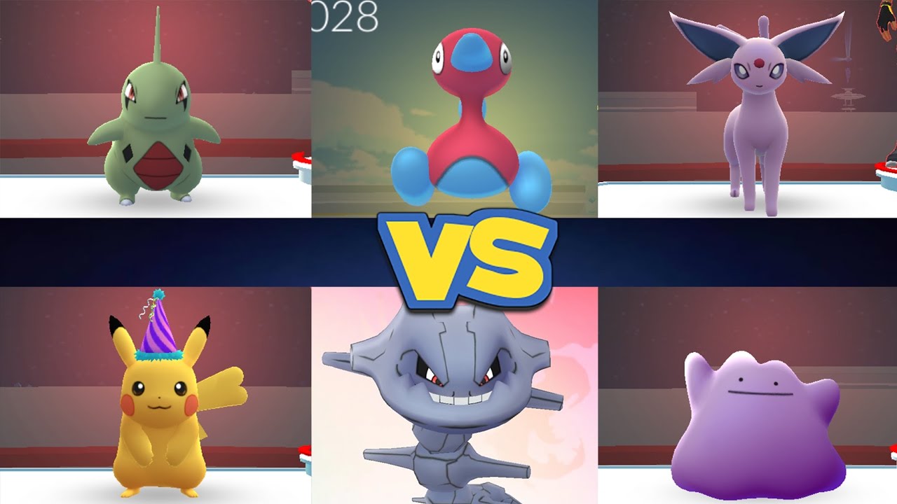 POKÉMON GO GYMS Pikachu Festive, Ditto, Steelix vs Larvitar, Porygon2 ...