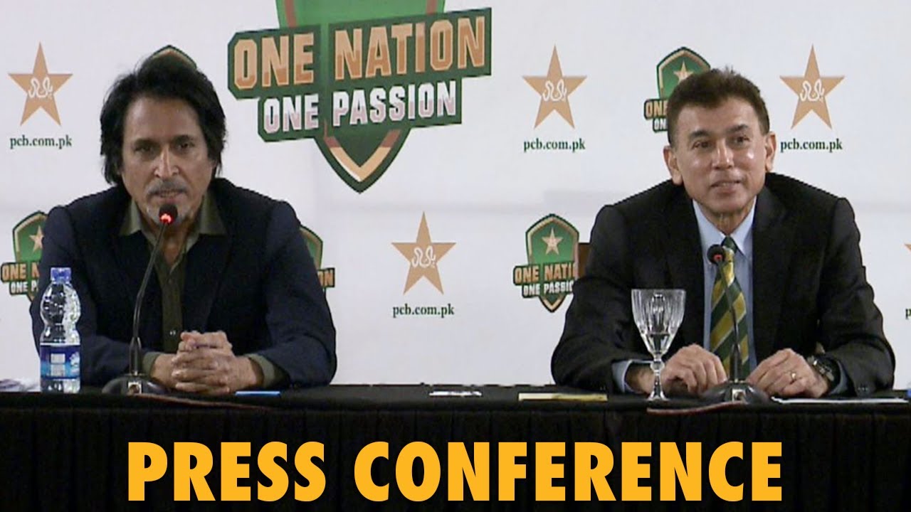 Press Conference By Chairman PCB Ramiz Raja And Chief Executive Faisal ...