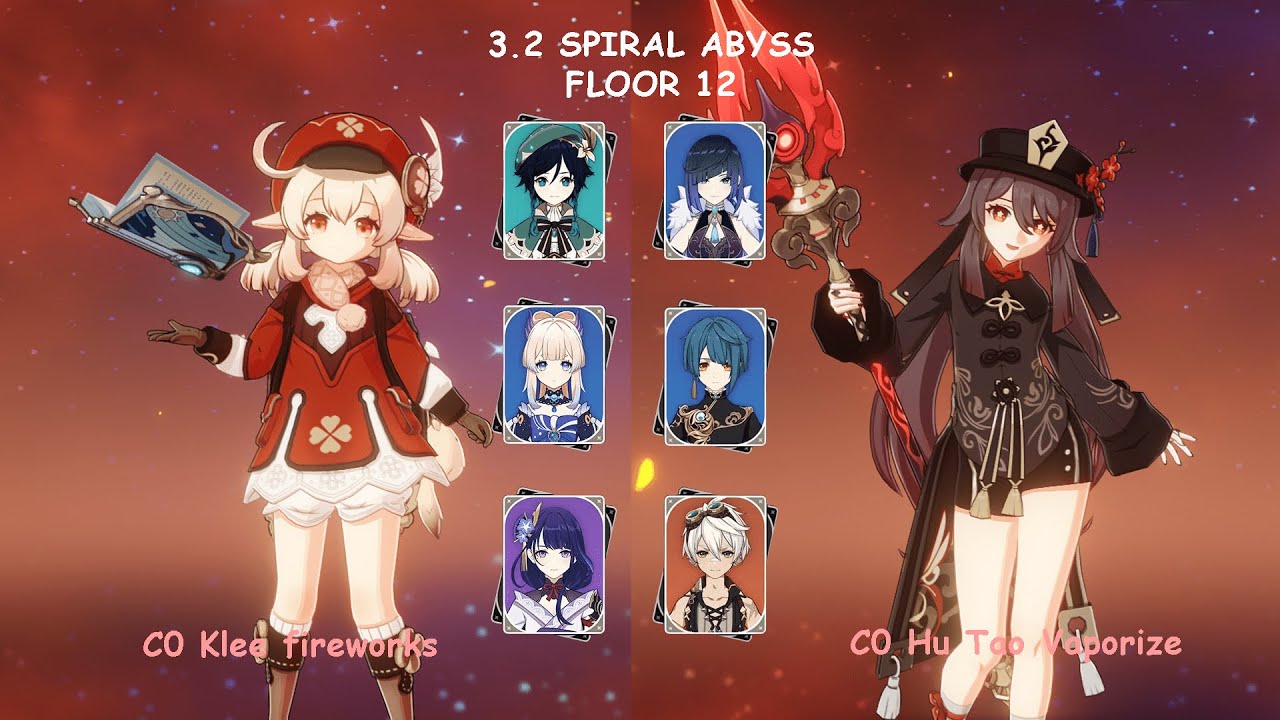C0 Klee Fireworks & C0 Hu Tao Vaporize || Genshin 3.2 Spiral Abyss ...