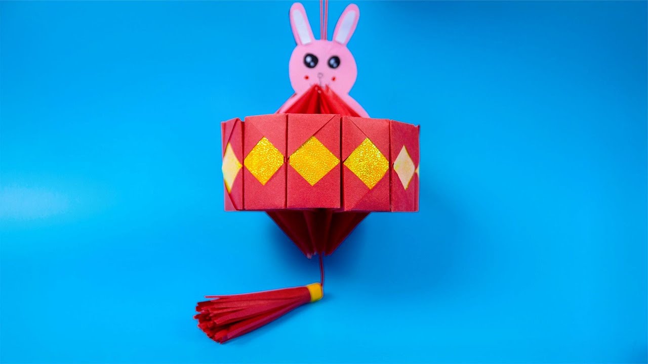 中秋节兔子灯笼制作，可爱的兔子灯手工制作 - YouTube