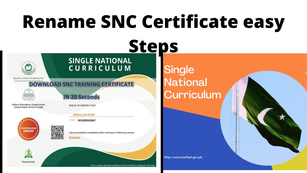 Edit Name on Single National Curriculum Certificate, SNC, LMS, Full ...