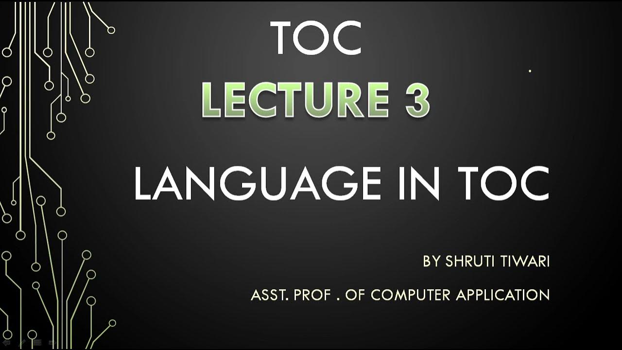 Lecture 3 - LANGUAGE IN TOC THEORY OF COMPUTATION By Shruti Ma'am - YouTube