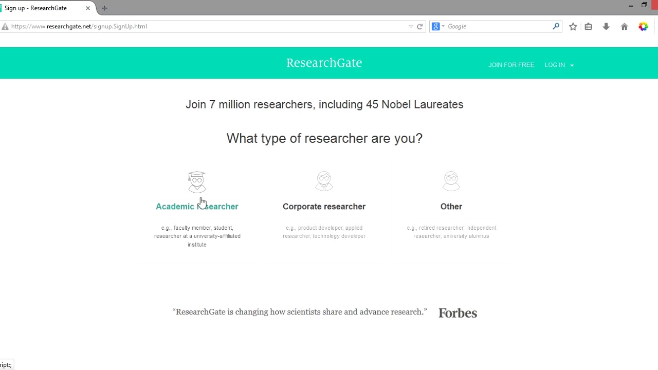 Copy of ResearchGate: Creating an account - YouTube