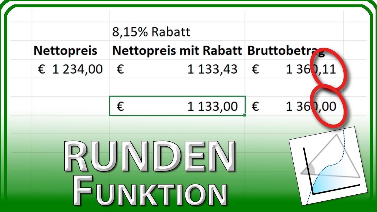 RUNDEN Funktion (Unterschied zu Automatischem Runden) - Excel ...