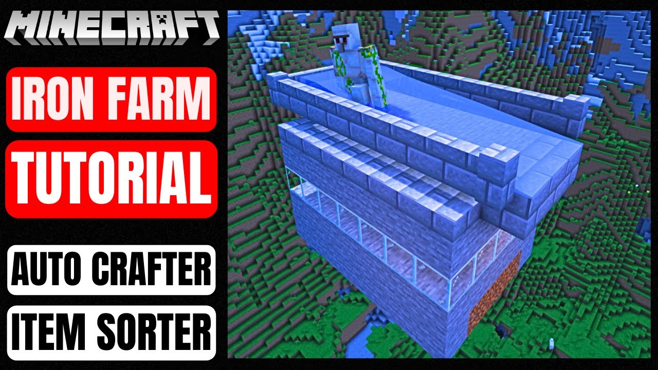 EASY COMPACT IRON FARM with auto crafter and item sorter / Minecraft 1. ...