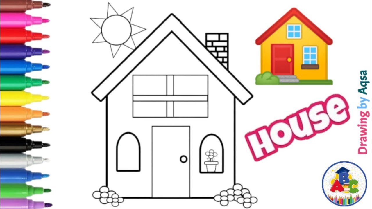 Easy Simple House drawing for kids🏠 || Easy drawing tutorial by Aqsa ...