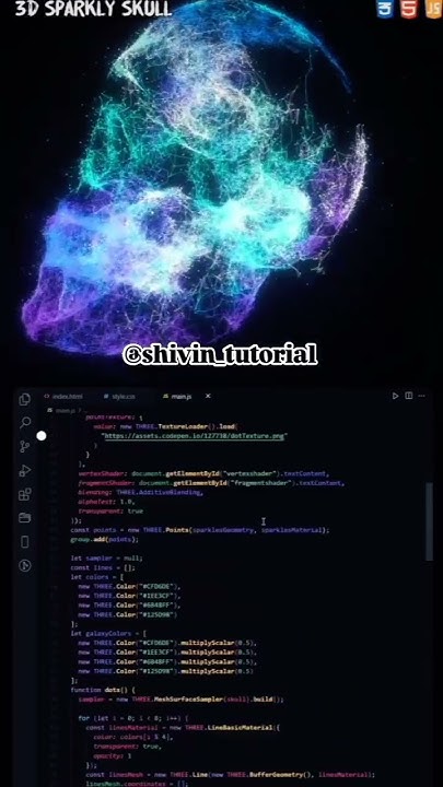 3D Sparkly Skull | HTML | CSS | JS | #trending #shorts #animation #webdesign #ai #learning # ...