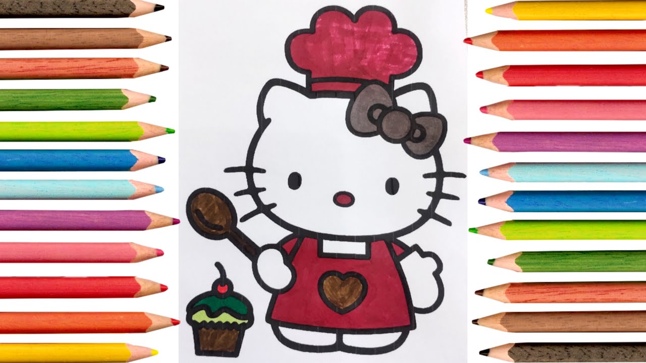 Coloring Hello Kitty Cooking, Mewarnai Koki Hello Kitty - YouTube