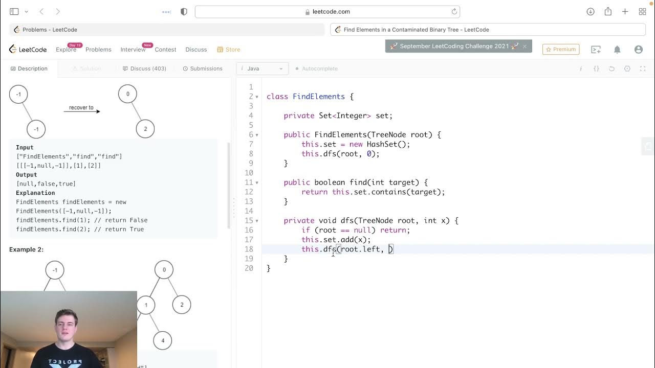 Leetcode Solution - 1261 Find Elements in a Contaminated Binary Tree - YouTube
