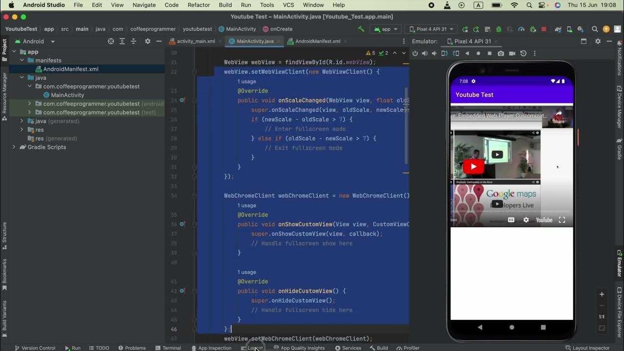 Android Java WebView Video Full Screen is not working when clicking full screen button on a ...
