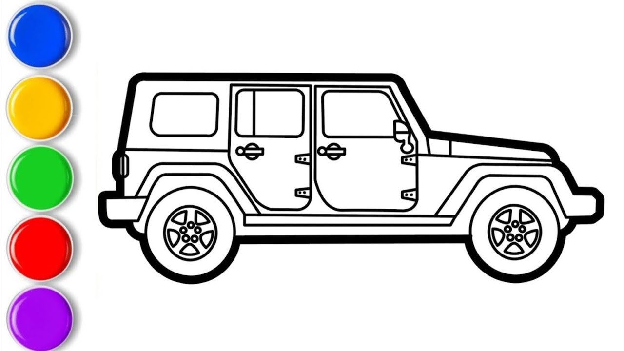 Jeep Easy and Colorful drawing easy with colours - YouTube