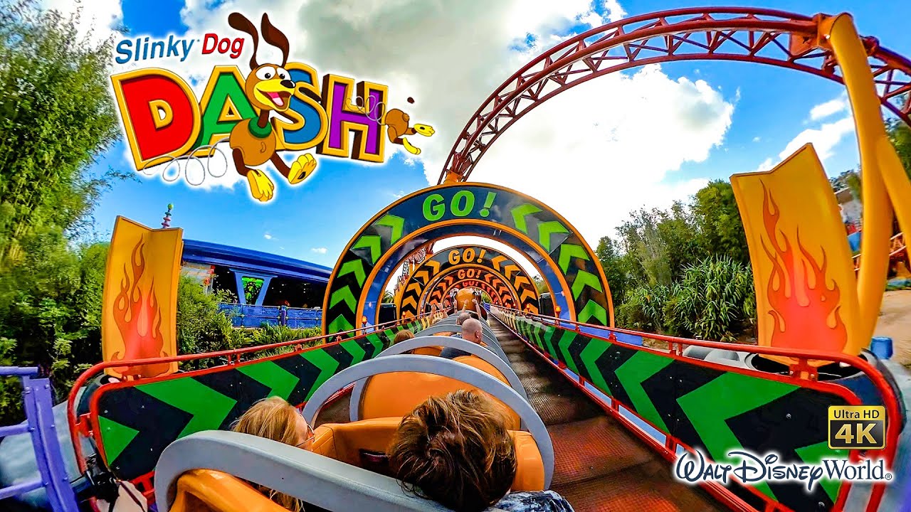 Slinky Dog Dash Roller Coaster On Ride 4K POV Walt Disney World 2023 10 ...