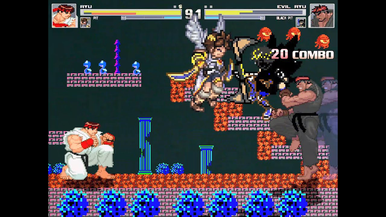 Ryu(SF) & Pit vs Evil Ryu & Black Pit(Dark Pit) - YouTube