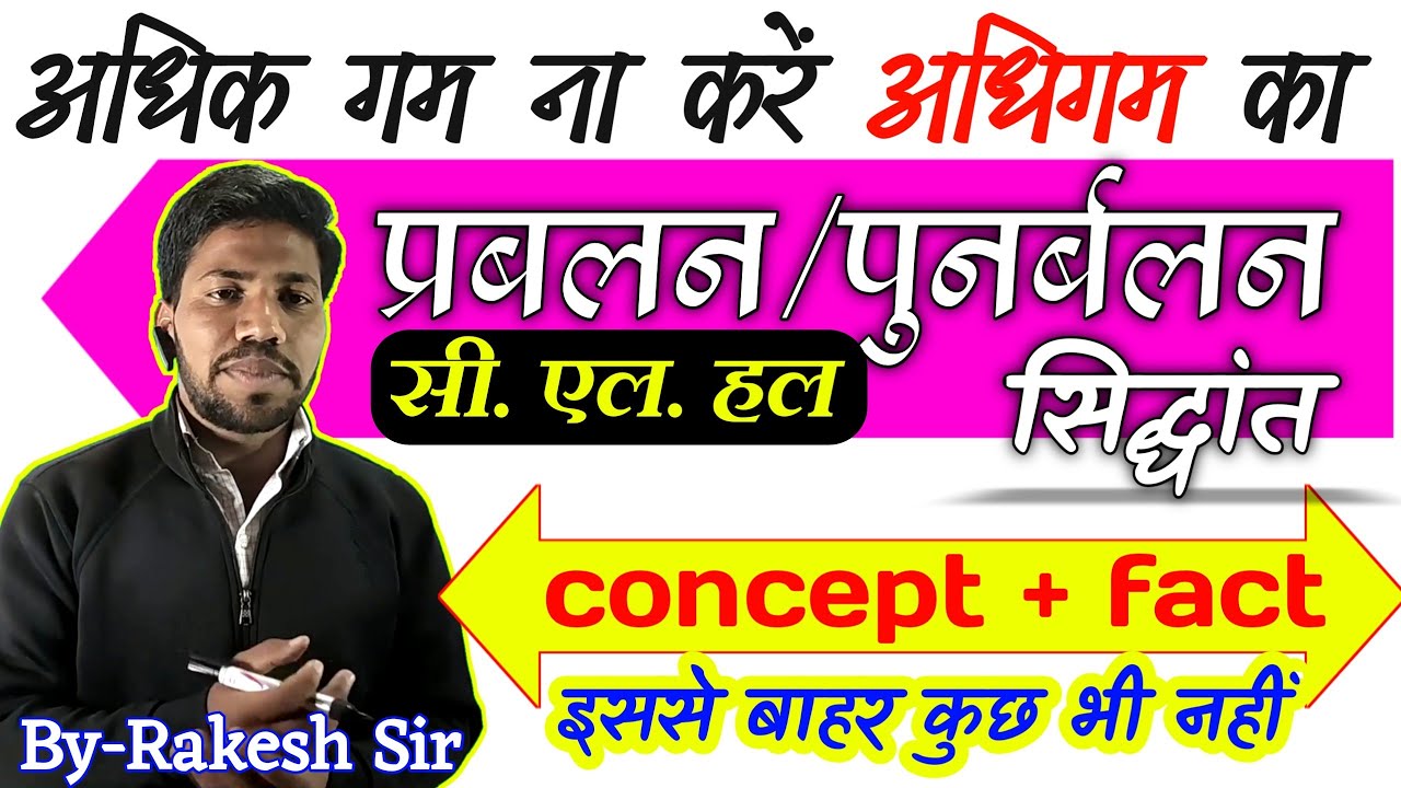 पुनर्बलन/प्रबलन का सिद्धान्त - क्लार्क हल | reinforcement theory - c. l ...