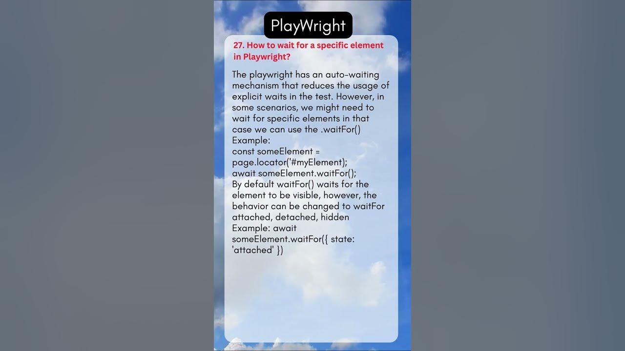 27 How to wait for a specific element in Playwright - YouTube