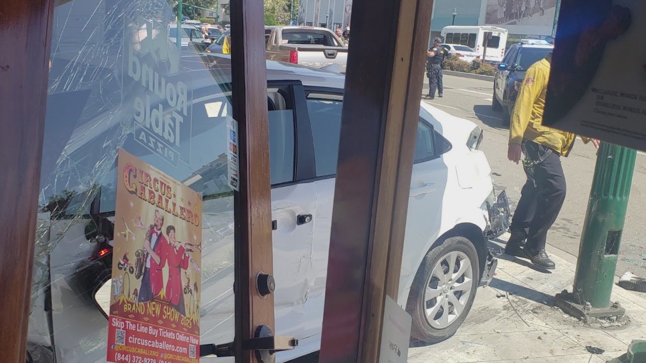 Car crashes into Round Table Pizza in Hayward after road rage incident ...