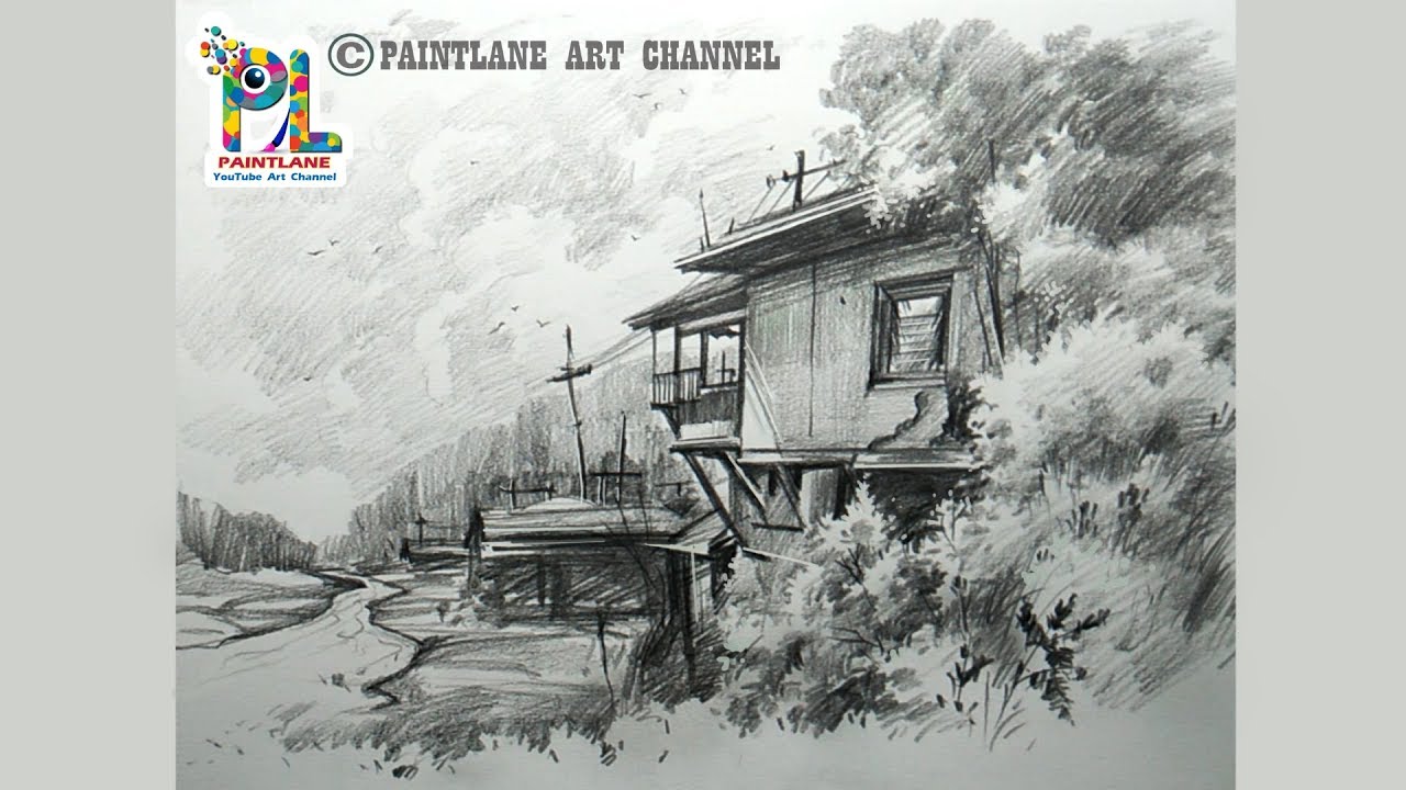 Drawing and Shading Wooden House with Pencil | Step by Step Pencil Art ...