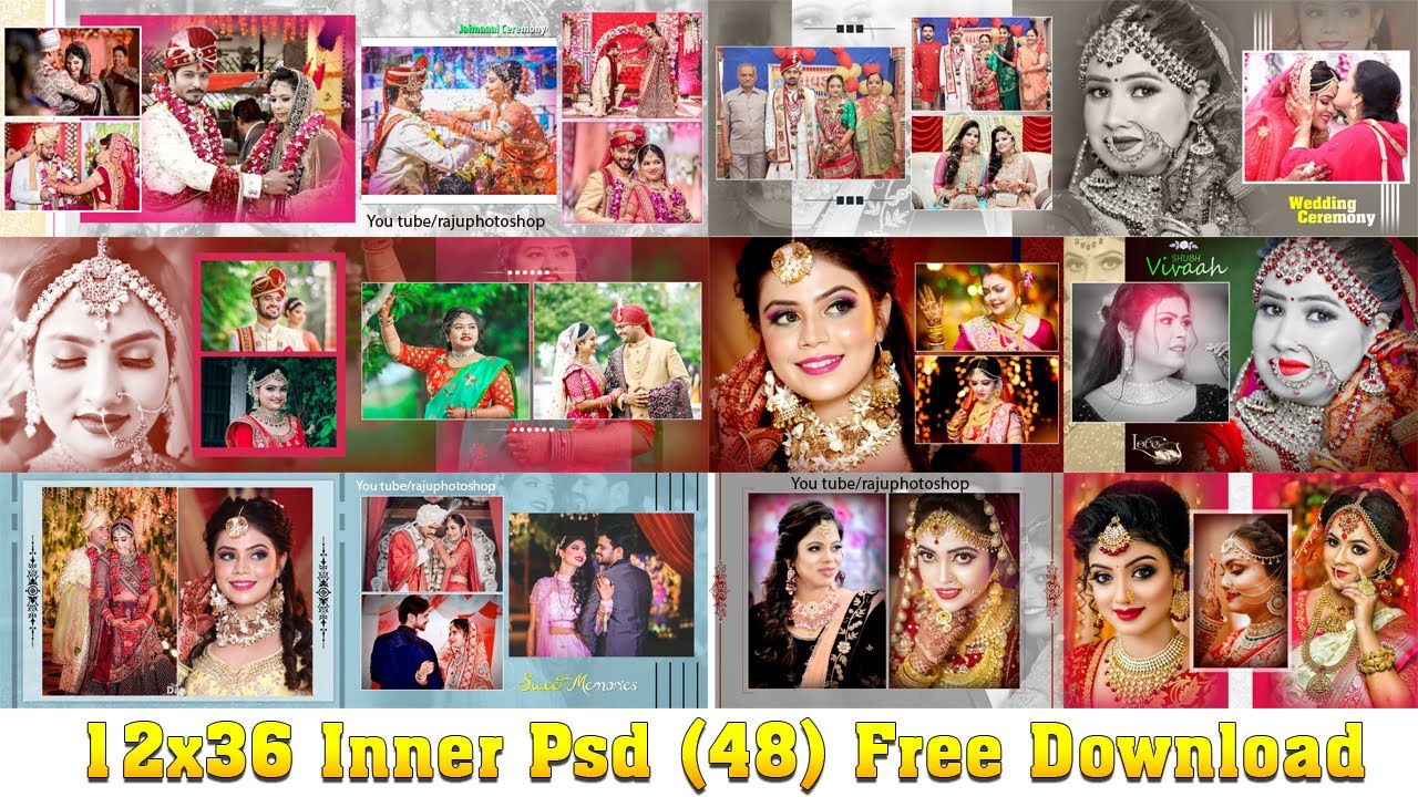 12x36 Wedding Album Design Inner Psd Free Download | 48 Inner Psd - YouTube