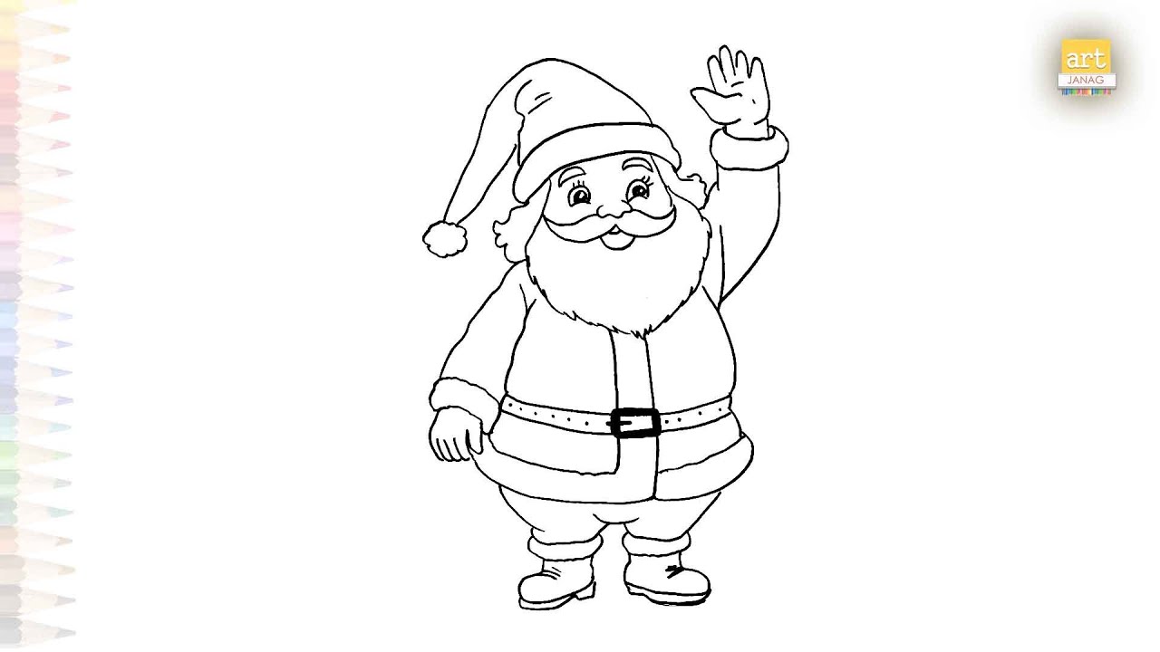 Santa Claus full body drawing easy | Christmas celebration sketches ...