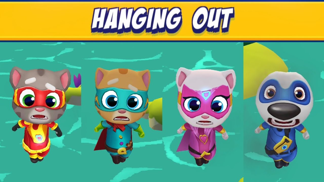 Talking Tom Hero Dash - Hero Tom VS Ginger, Angela, Hank in Hanging Out ...