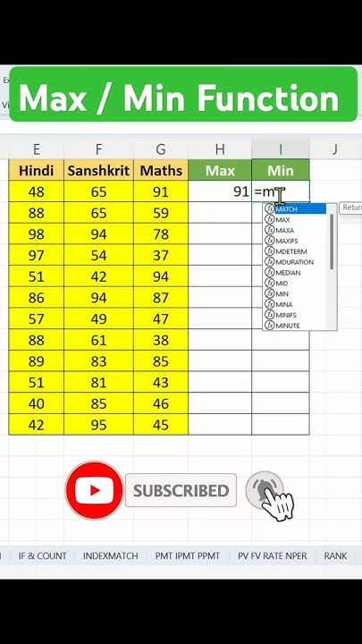 Max / Min Function in excel | How to use Max / Min Function in excel | #max #min #excel # ...
