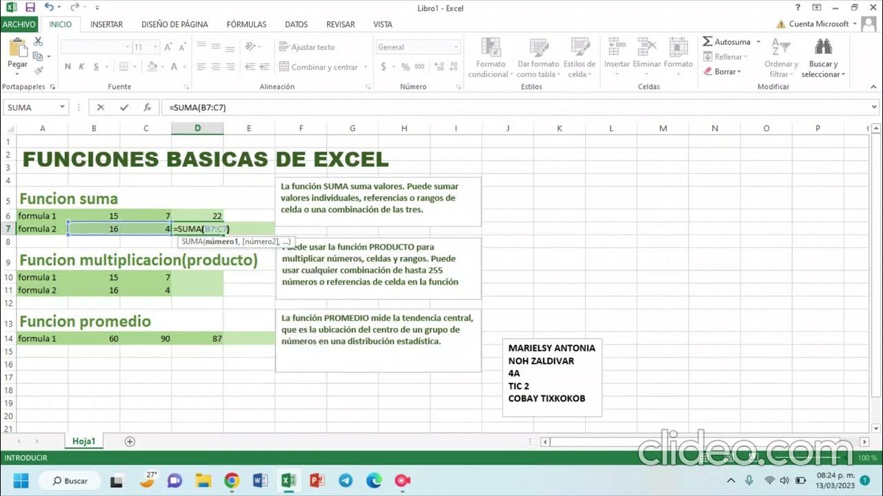 FUNCIONES DE EXCEL BASICAS - YouTube